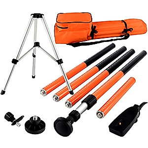 KEZERS Laser Level Pole with Tripod,12Ft./3.7M Telescoping Pole for Laser Levels,1/4”-20 Laser Mount for Rotary and Line Laser Level,Adjustable Pole and Tripod with 5/8”-11 Threaded Adapter-FLP370B