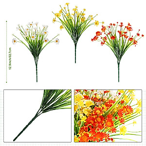 WILLBOND 12 Pieces Faux Flowers Faux Daisy Wildflowers Greenery Shrubs Plants for Home Outdoor Wedding Decoration Farmhouse Outside Garden Planter Decor