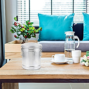 Cabilock Ash Bucket with Lid Galvanized Metal Canister Dry Food Storage Container Mini Trash Can Wastebasket Iron Fireplace Charcoal Bucket Ash Can Pen Holder for Stove B