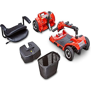 Deluxe Portable Long Range Electric Mobility Scooter, Easy Collapsible 300lbs Weight Capacity Travel Scooter Red