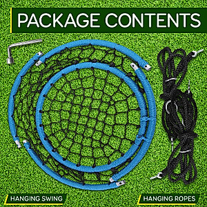 SereneLife Web Chair Swing, 35.5" Inch Hanging Netted Seat, All Season Round Swing for Tree and Indoor/Outdoor,Blue