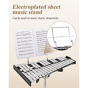 Eastar Professional 32 Note Glockenspiel Xylophone Bell Kit Percussion Kit with 8 Inch Drum Practice Pad, Stand, Glockenspiel Stick, Drum Sticks and Carrying Bag