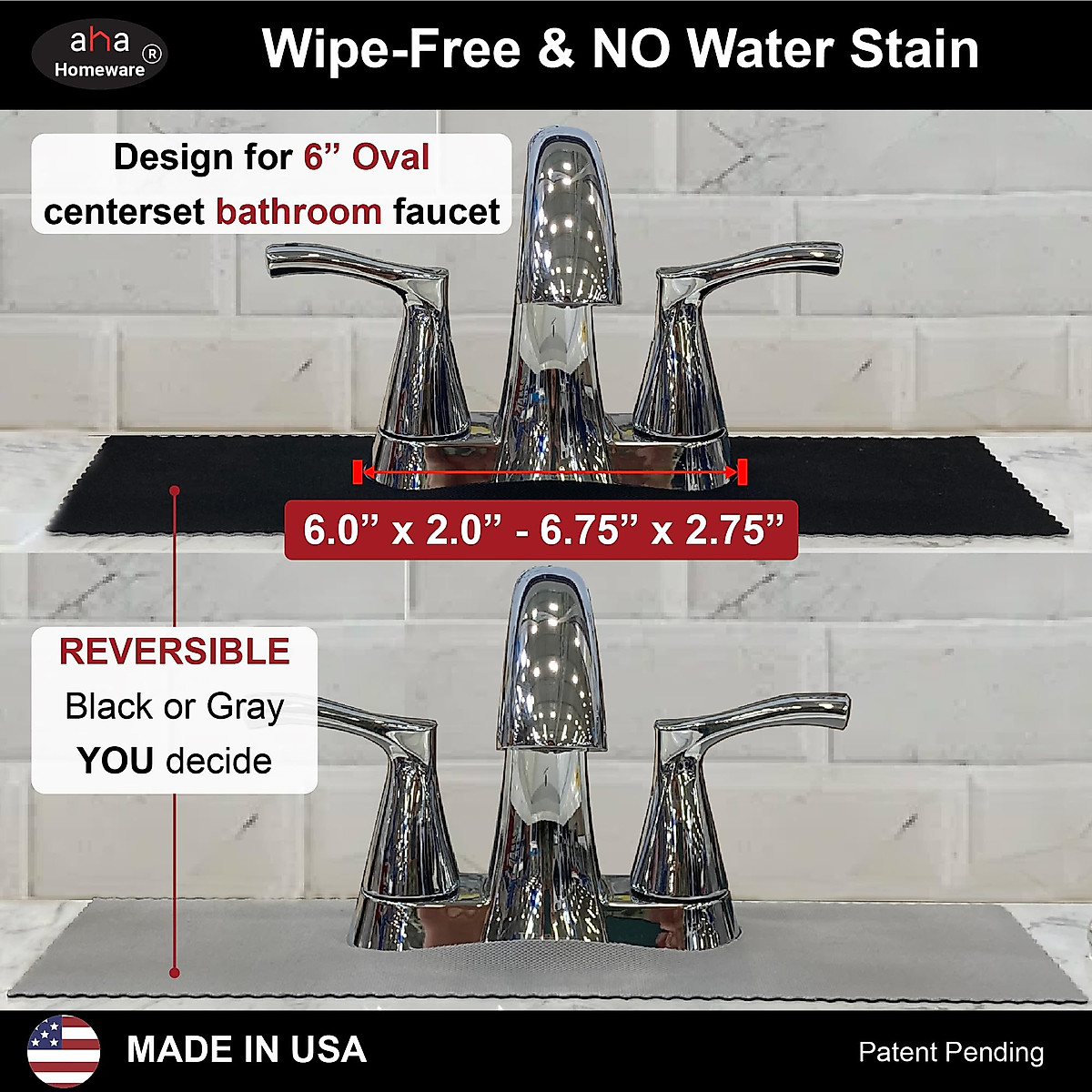 AHA HOMEWARE Bathroom Sink Splash Guard Oval Hole, Behind The Sink Water Splash Guard Centerset Faucet, Faucet Absorbent Backsplash Sink Mat 6/ Oval Hole, Bathroom Backsplash Sink Mat 15/