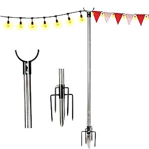 Harrms String Light Poles for Outdoors,10FT Stainless Steel Strong Wind Resistant, LED Solar Hanging String Lights Used for Patio, Courtyard, Garden, Wedding Cafe Party Light Pole Hanger