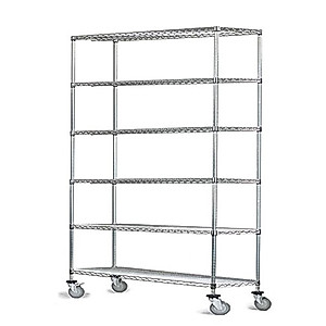 Omega 12" Deep x 60" Wide x 80" High 6 Tier Gray Wire Shelf Truck with 1200 lb Capacity