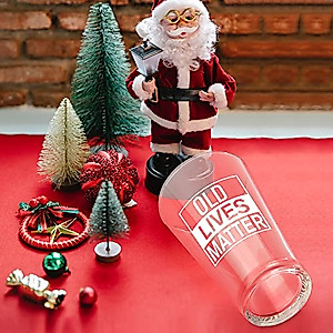 Waipfaru Old Lives Matter Beer Glass, Funny Pint Glasses for Christmas Father’ s Day Birthday Retirement, Unique Gag Gifts for Dad Papa Grandpa Senior Citizen Men, 15Oz