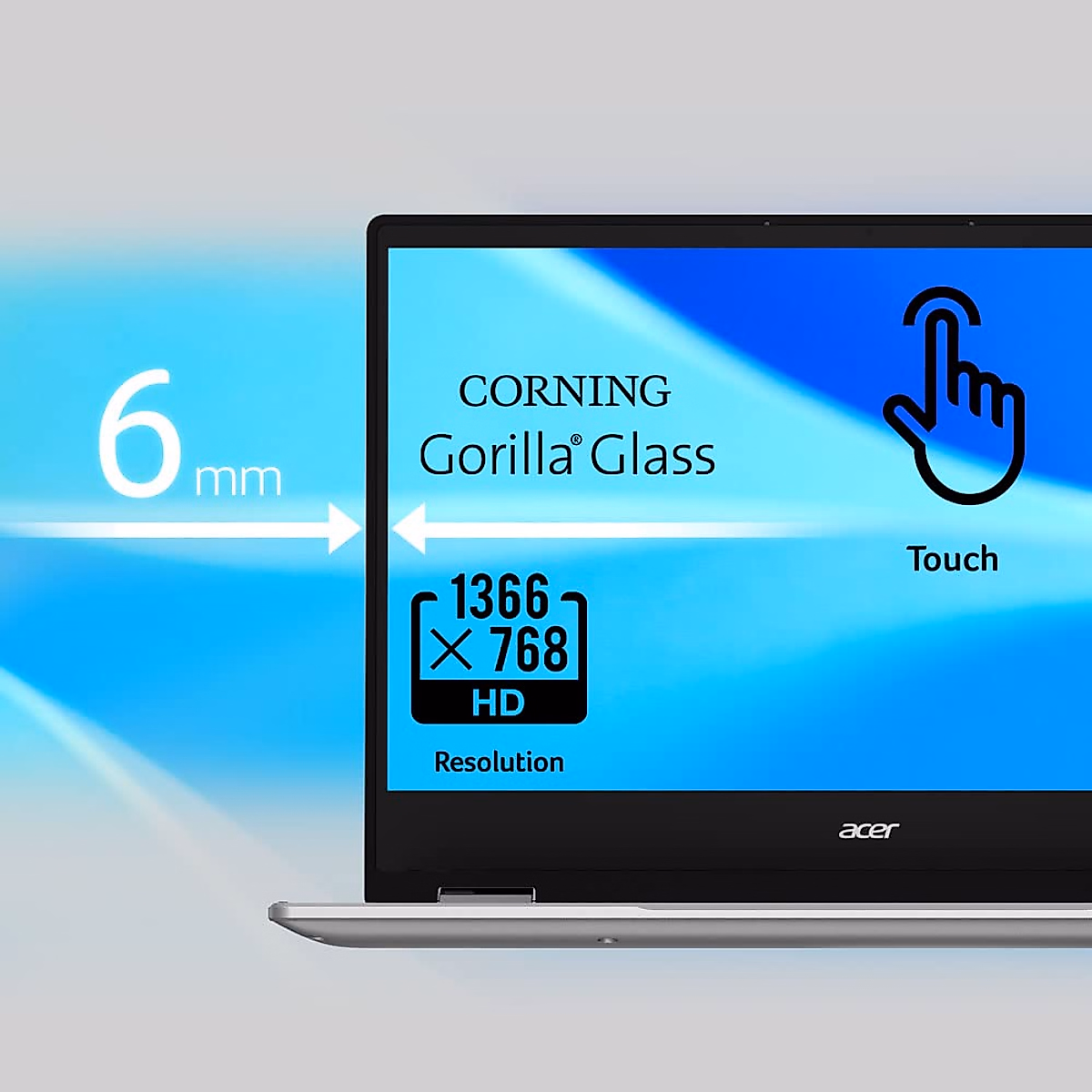 Acer Chromebook Spin 314 Convertible Laptop | Intel Pentium Silver N6000 | 14" HD Corning Gorilla Glass Touch Display | 4GB LPDDR4X | 128GB eMMC | Intel Wi-Fi 6 AX201 | Chrome OS | CP314-1H-P9G7