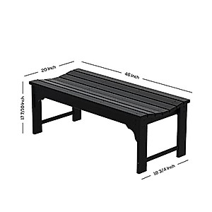 WO Home Furniture Outdoor 46" Backless HDPE Adirondack Bench, Poly Lumber Seat for Patio, Backyard, Balcony, All Weather Resistant with UV Protection, Orange