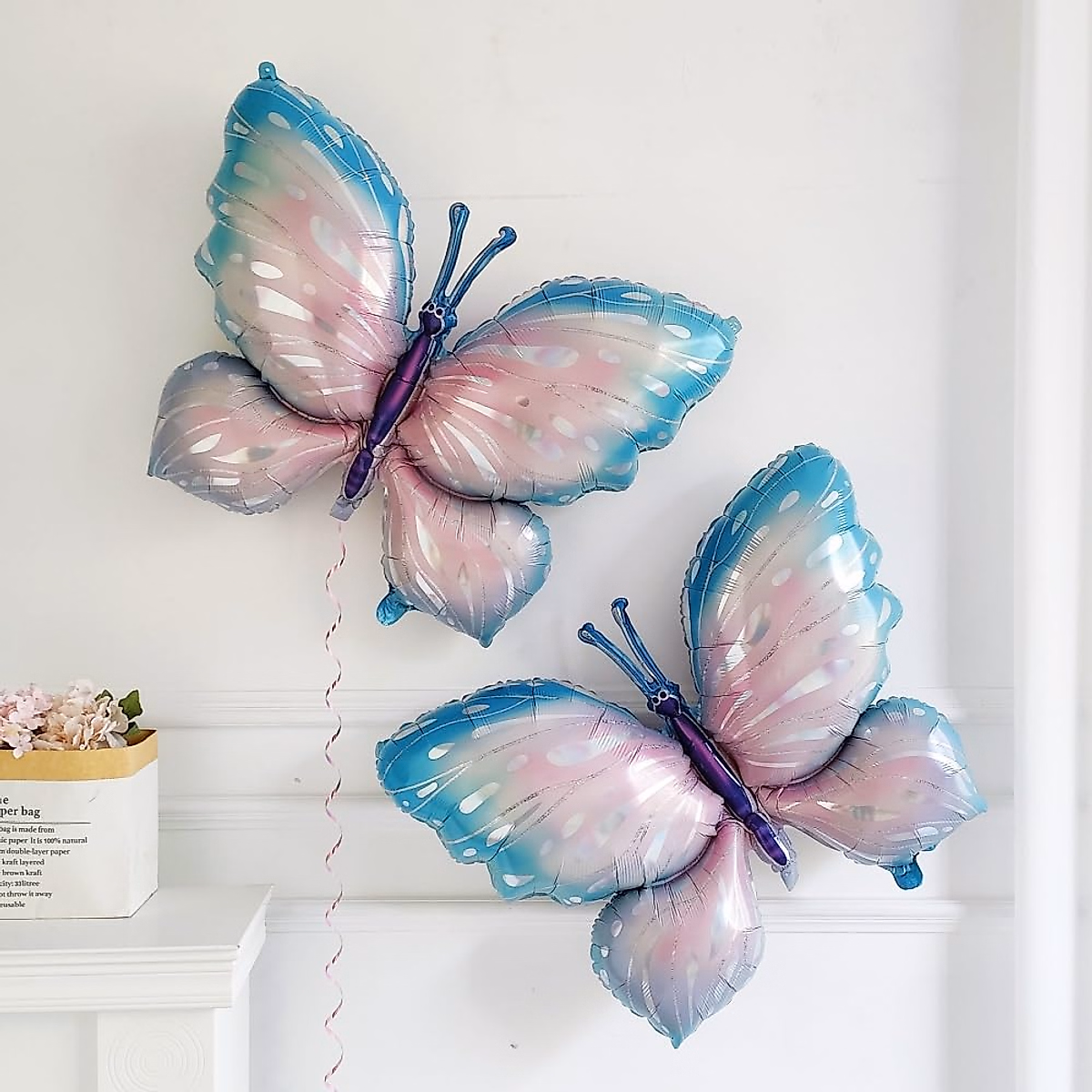 Daisy Butterfly Balloon Garland Arch Kit with Pastel Macarone Pink Blue Yellow Purple Gold Latex Balloons for Birthday Party Wedding Decorations (Macarone)
