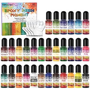 Epoxy Pigment - 30 Colors Transparent UV Dye, Resin Colorant for Resin Jewelry Making Kit, DIY Crafts - 0.25 oz