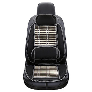 albbwywj Car seat Cushion,Bamboo Seat Cushion + Waist Backrest + Breathable Headrest 3 Piece Ergonomic Bamboo Car Seat Pad, Set for Office Chair/Car Seat/Back Pain Relief