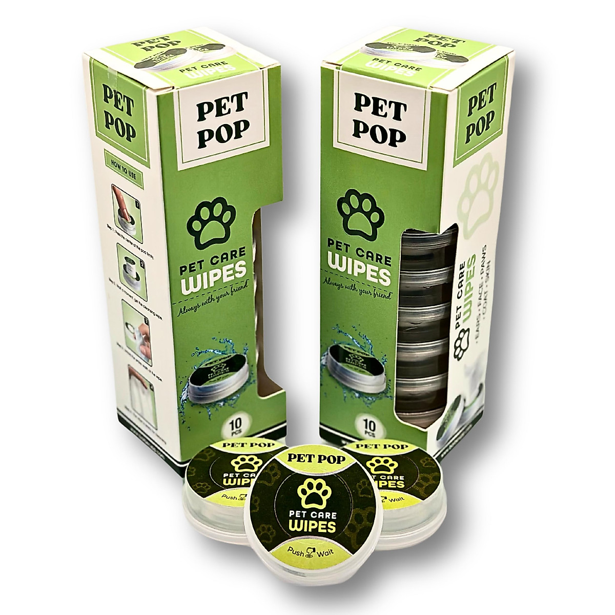 BARBERUPP Pet Wipes for Dogs - Travel-Friendly Dog Paw Wipes - Dog Wipes Cleaning Deodorizing - Puppy Wipe Set - Scented Doggie Grooming Non-Wet Wipes - 2 x 10 Individually-Sealed Pods