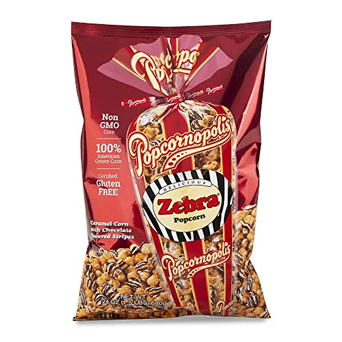 Popcornopolis Popcorn, Zebra, 24 Ounce