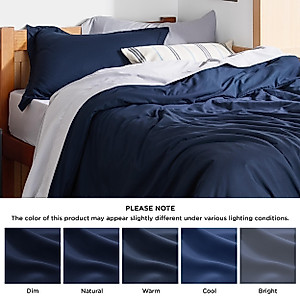 Bedsure Duvet Cover Twin/Twin XL Size - Soft Double Brushed Bedding Set for Kids & Adults, Zipper Closure, 2 Pieces, Includes 1 Duvet Cover (68"x90") & 1 Pillow Sham, NO Comforter, Navy Blue