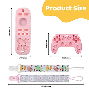 THOOKE Remote Teether for Baby, 2Pcs Silicone Teething Toys for Infant Toddler 0-12 Months, Game Control Chew Gel Gifts for Newborn Kids/Boy/Girl, BPA Free Freezable Relief Molars Gums Pain