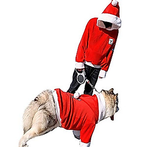 COUTUDI Dog Christmas Costume Dog Santa Claus Costume Dog Cat Christmas Holiday Outfit Pet Christmas Clothes (Men Size)