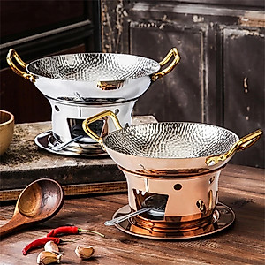 UGCER Chafing Dish Buffet Set, 304 Stainless Steel Round Buffet Warmers Pan for Parties, Events, Wedding, Camping, Dinner,Copper,20cm