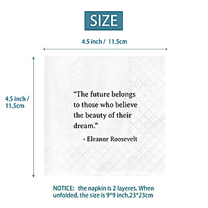 Joyiou Inspirational Quotes Napkins, Graduation Birthday Holidays Party Supplies Favors Gifts Decorations, 50-Pack Disposable Napkins for Cake Dessert Berverage Table, 4.5 x 4.5 inches 2-Ply