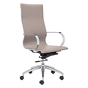 Zuo Glider Hi Back Office Chair, Taupe