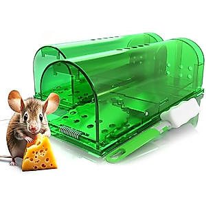 Utopia Home Humane Mouse Traps Indoor for Home (Pack of 2) - Green Reusable Mice Traps for House Indoor - Pet Safe Mouse Trap Easy to Set, Quick, Effective, & Safe Rodent Trap