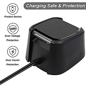 Emilydeals Charger for Fitbit Versa/Versa Lite, Replacement USB Charging Dock with 3.3ft Cable Cord for Fitbit Versa Lite, Versa Smartwatch (Black)