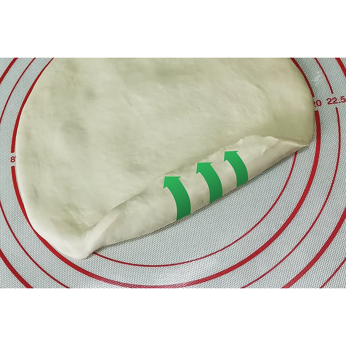 silicone pastry mat non stick baking mat with measurement fondant mat with three sizes for silicone baking mat, counter mat, dough rolling mat,fondant/pie crust mat. (l, Red)