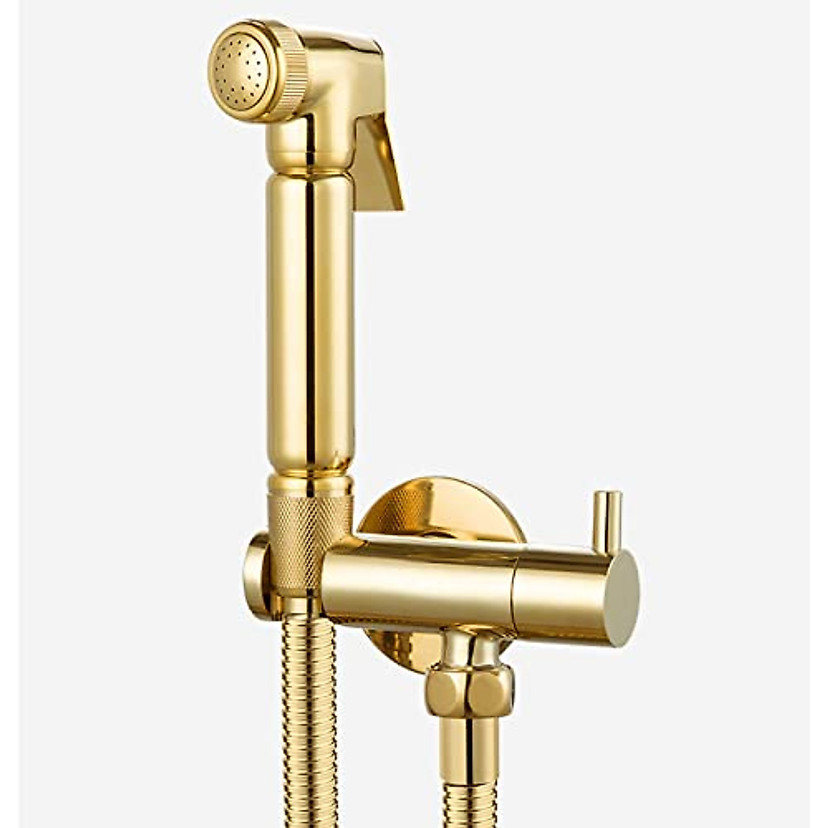 Shower System, Handheld Bidet Sprayer for Toilet Gold Baby Cloth Diaper Sprayer Portable Brass Hand Held Toilet Bidet Sprayer Head with Bidet Hose for Feminine Wash, Pet Washing, Easy to Install