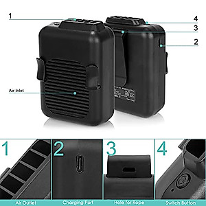 panergy Rechargeable 6000mAh Portable Waist Clip Fan, Necklace Fan with 23H Working Time, 3 Speeds, 5100RPM Strong Airflow for Outdoor Works, Farm, Gardening, Hiking