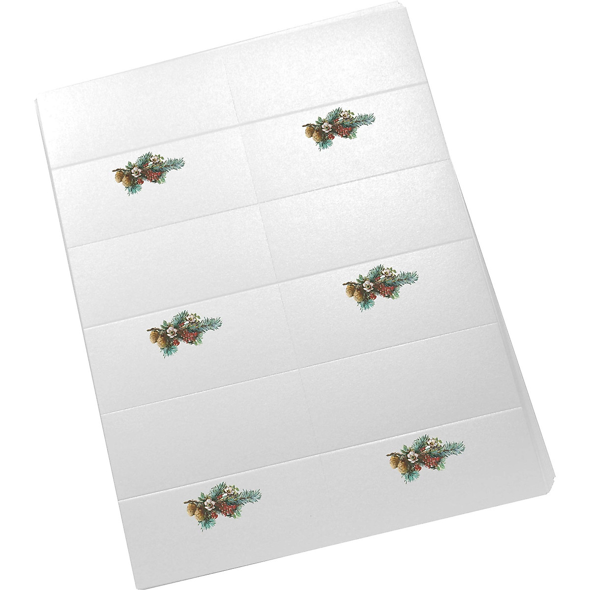 Christmas and Holiday Pine Boughs Printable Place Cards, Set of 60 (10 Sheets), Laser & Inkjet Printers - Wedding, Party, Dinner, and Special Events - Made in the USA