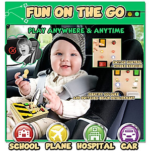 TEUVO Light Switch Busy Board Toy Montessori Toy Wooden Button Busy Board for Kids Aged 1 2 3 4 5, Toddler Sensory Board Toy Control Panel Kids Activity Button Toy Educational Gifts for Boys Girls