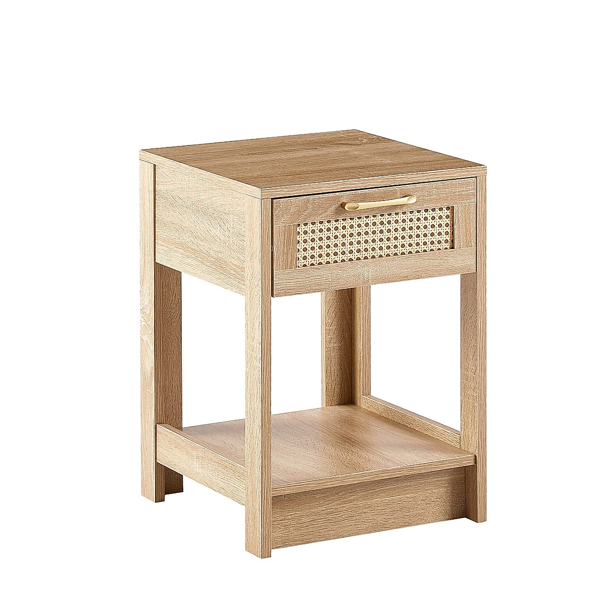 LKJYBG 15.75" Rattan Night Stands with Drawer Bedside End Table for Small Space (15.75 "L x 15.75 "W x 21.65 "H) Natural One Size