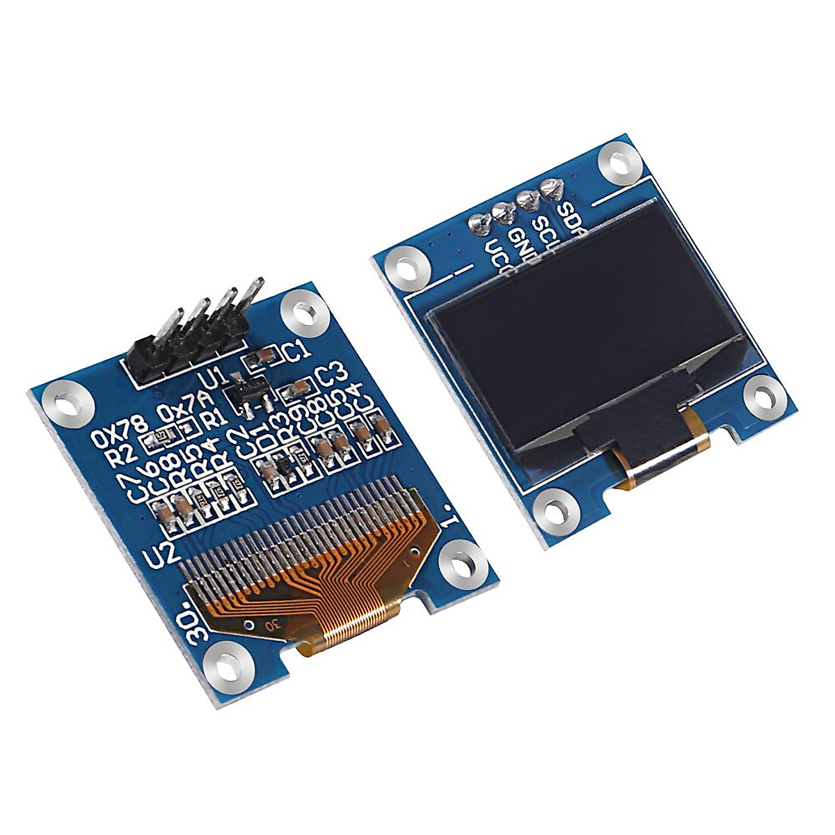 ALMOCN 2PCS 0.96" OLED Module I2C IIC Serial 12864 128X64 OLED Display Module with SSD 1306 Driver (White OLED)