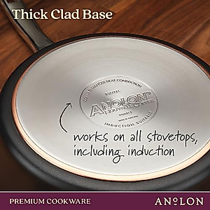 Anolon Nouvelle Copper Nonstick Frying / Fry Pan Set / Hard Anodized Skillet Set - 8.5 Inch and 10 Inch, Black Onyx