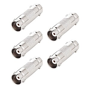 RFAdapter BNC Female to Female, 5 Pack BNC Barrel Connector Coupler, Extend Cables on CCTV Camera Survelliance System