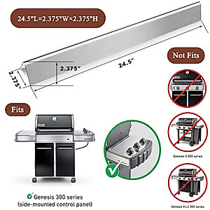 QuliMetal 24.5 Inch Flavorizer Bars for Weber Genesis 300 Series Grills with Side Controls Knobs, Genesis E310 E320 S310 S320 EP310 EP320 (2007-2010), Stainless Steel Heat Plates for Weber 7539 7540