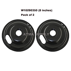 W10290350 and W10290353 Range Cooktop Porcelain Drip Pans Set Compatible with Whirlpool Includes 2 8-Inch and 2 6-Inch Pans,4pack, Black