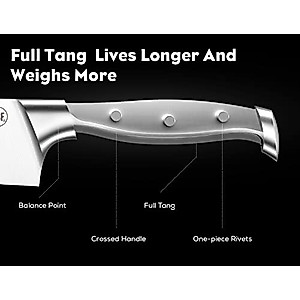 BRODARK Kitchen Knife Set with Block, Full Tang 15 Pcs Professional Chef Knife Set with Knife Sharpener, NSF (Food Safe) German Stainless Steel Knife Block Set, Steel-king Series with Gift Box