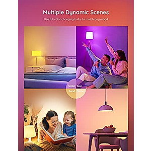 Govee Smart Light Bulbs, Color Changing Light Bulbs with Music Sync, 54 Dynamic Scenes, 16 Million DIY Colors WiFi & Bluetooth Light Bulbs Work with Alexa, Google Assistant & Govee Home App, 1 Pack