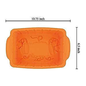 Supreme Housewares Pumpkin Loaf Pan Set of 2 Silicone Pumpkin Cake Baking Pan Tray Kitchen Baking Decoration Mold for Fall Harvest Halloween, Baking Loaf Pan