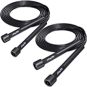 STARFIT Lightweight Jump Rope 2pcs for Fitness and Exercise,Adjustable Jump Ropes with Plastic Handles, Cardio and Endurance Training,Jumping Rope for Workout (Black+Black)
