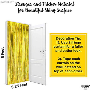 KatchOn, Holographic Gold Fringe Curtain Backdrop - XtraLarge, 6.4x8 Feet Pack of 2 | Holographic Gold Foil Curtain, Gold Streamers Party Decorations | Gold Backdrop, New Years Eve Party Supplies 2024
