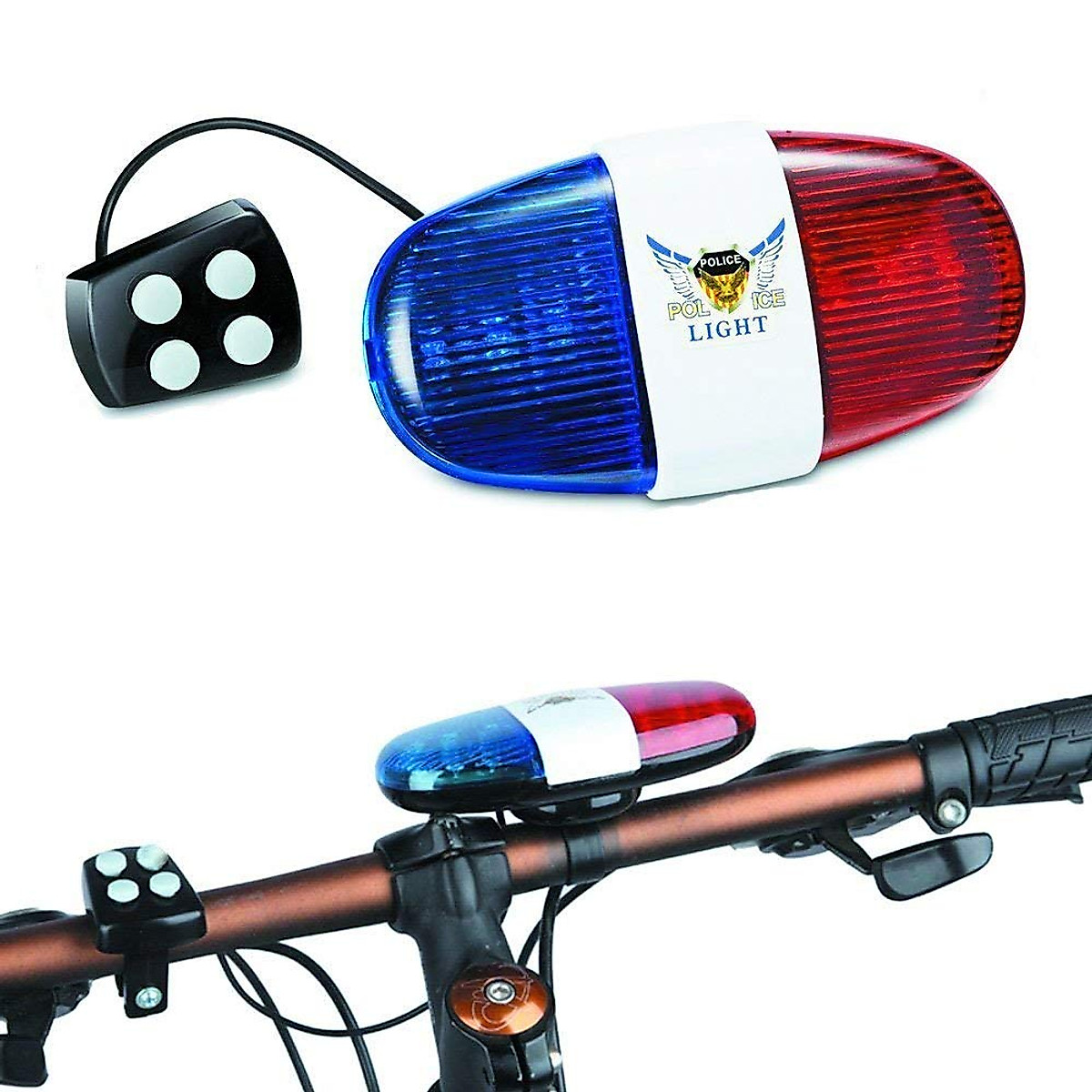 Kids Bike Police Sound Light - Oumers Electronic Horn Bike LED Light, Christmas Birthday Gift New Year Present for Your Children (Batteries Not Included)