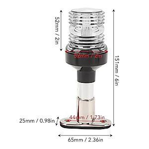 Boat Anchor Light, 6in All Round Stern Light Bright for Fishing Boat (Warm White)