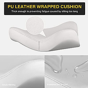 WKWKER Heavy Duty Rolling Stool with Wheels Hydraulic Swivel Adjustable Rolling Stool Ergonomic Thick Irregular Leather Seat Stool Chair for Kitchen Drafting Lab Office Salon Message Stool – White