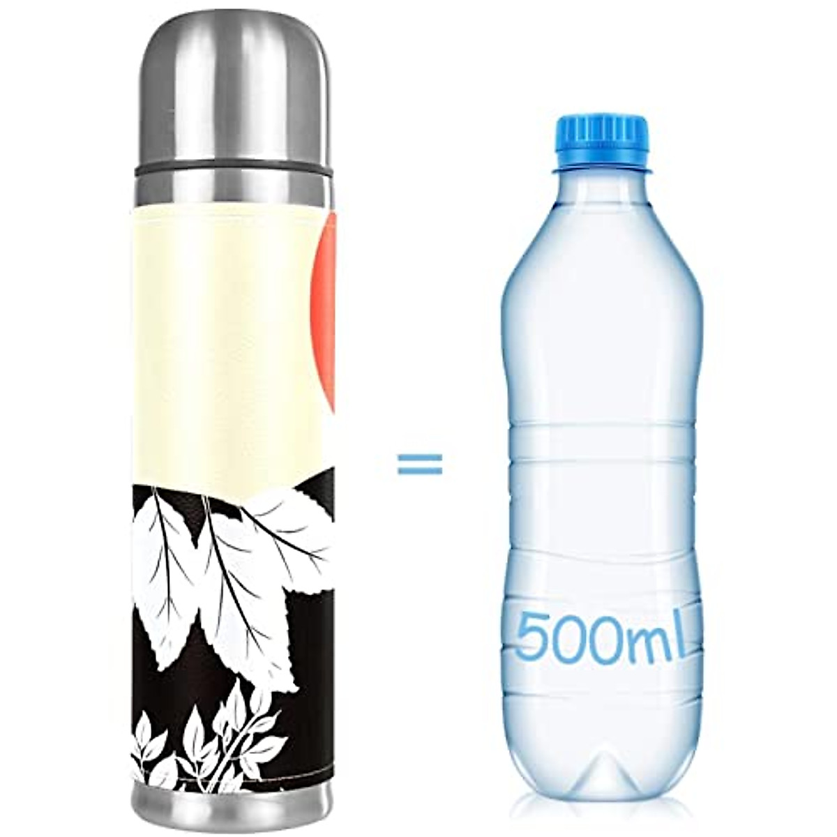 Stainless Steel Leather Vacuum Insulated Mug Bear Thermos Water Bottle for Hot and Cold Drinks Kids Adults 16 Oz