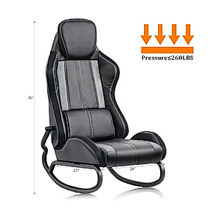 Upgrade Floor Chair Rocker Chair Floor Gaming Chair for Teens, Lightweight Design Without armrests Game Chairs with Folding Backrest, Lazy Sofa Lounger for TV,Reading,Playing. Black Silver