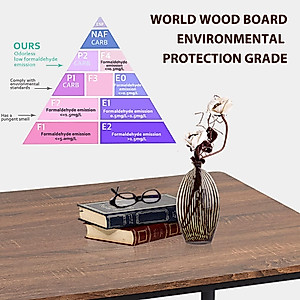 Dporticus 5-Piece Kitchen & Dining Room Sets for 4 Dining Table Set Rustic Industrial Style Wooden Kitchen Table and Chairs with Metal Frame- Brown