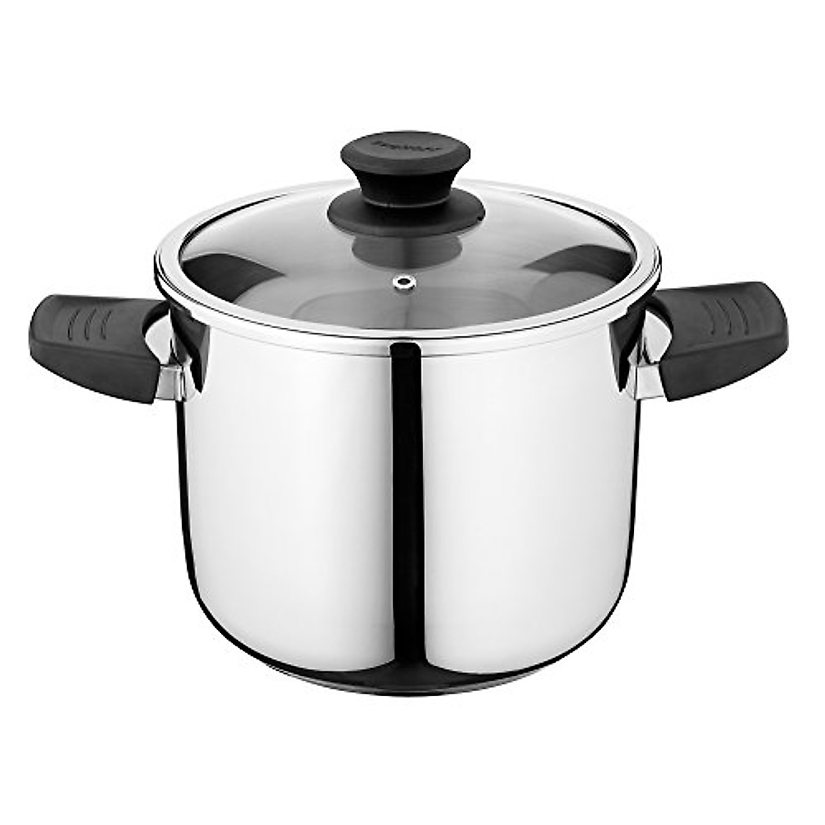 BergHOFF Essentials 18/10 Stainless Steel Set of 4pc Pressure Cooker Glass Cover 7.4 qt. & 4.2 qt. Silver Vita Stay-cool Handle Induction Cooktop Marked Measurement Quick-release