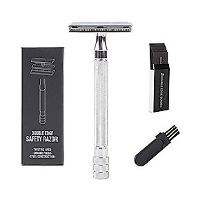 Tianwei Double Edge Safety Razor for Men & Women | Silver Waste Free Sided Vintage Shaving Fits All Edged Blades Zero Timeless
