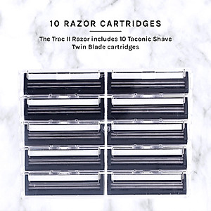Taconic Shave, Heavyweight All Metal Non-Pivoting Twin Blade Cartridge Razor – Compatible with GIllette Trac II, Personna Twin, and Taconic Twin Blade Refills. -10 Taconic Shave Cartridges included